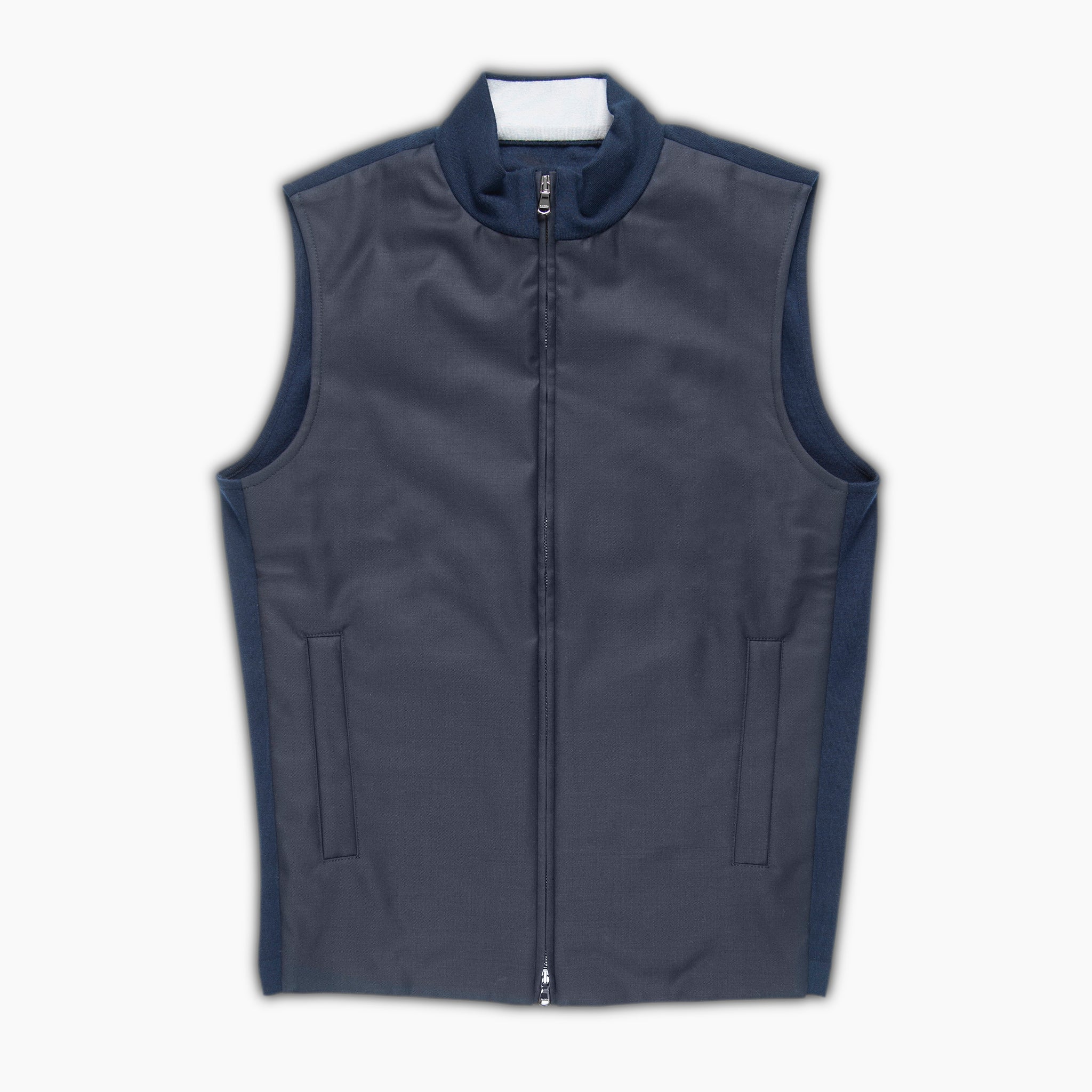 Land Vest Hybrid Wool Padded Front And Knitted Cashmere Back